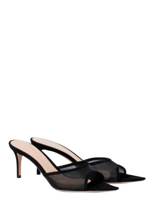 GIANVITO ROSSI Suede-trimmed Organza Pointed-toe Stiletto Mules - Black