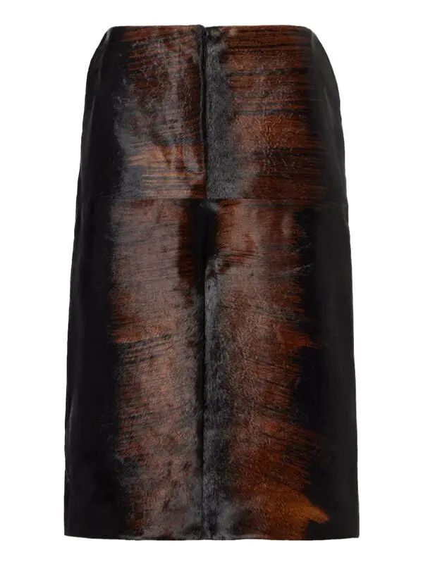 Magda Butrym Printed Calf Hair Pencil Skirt - Brown