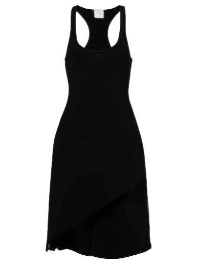 COURREGES Asymmetrical Crepe Minidress With Racerback - Black