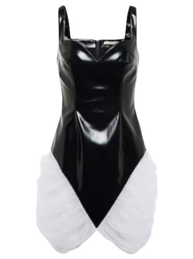 CHRISTOPHER KANE Tulle-trimmed Vinyl Minidress - Black