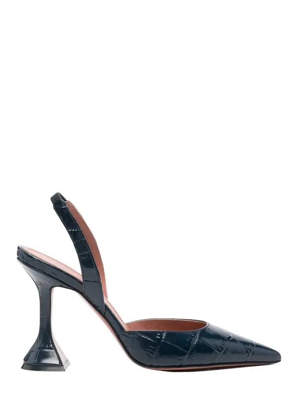 Amina Muaddi Pointed Toe High Heels - Navy