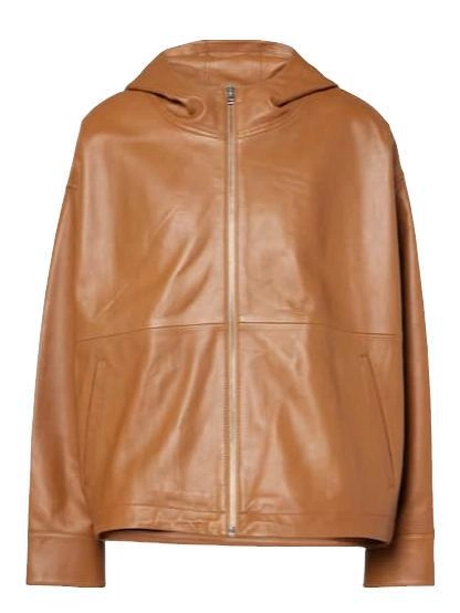 YVES SALOMON Hooded Leather Jacket - Brown