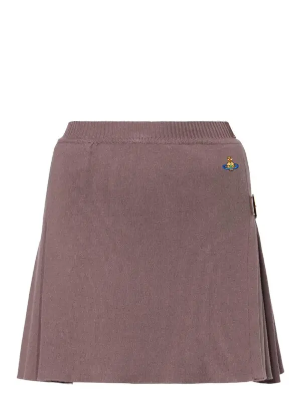 VIVIENNE WESTWOOD Bea Kilt Cotton And Cashmere Mini Skirt - Brown