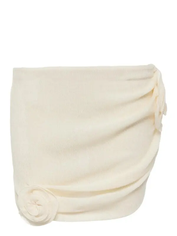 Magda Butrym Floral Appliqué Crepe Mini Skirt - White