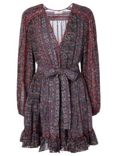 Ulla Johnson Gardenia Print Long Sleeve Belted Dress - Black