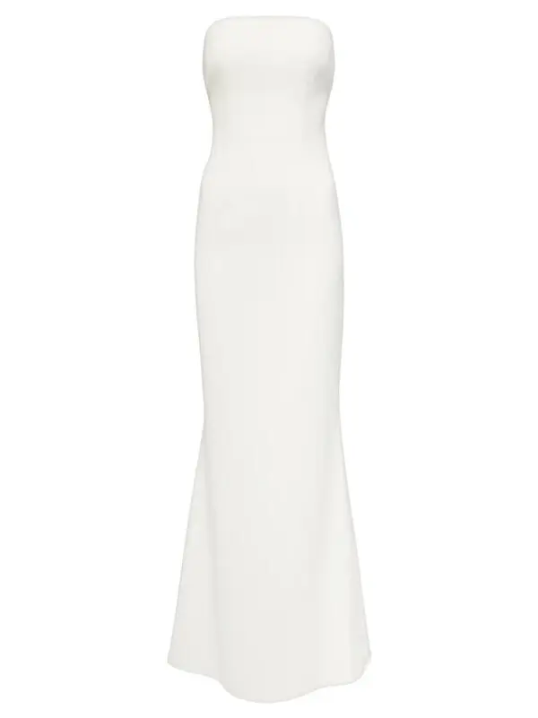 SAFIYAA LONDON Strapless Crepe Gown With Fishtail Hem - White