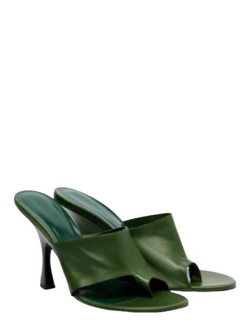 Magda Butrym Leather Thong Heeled Sandals - Green
