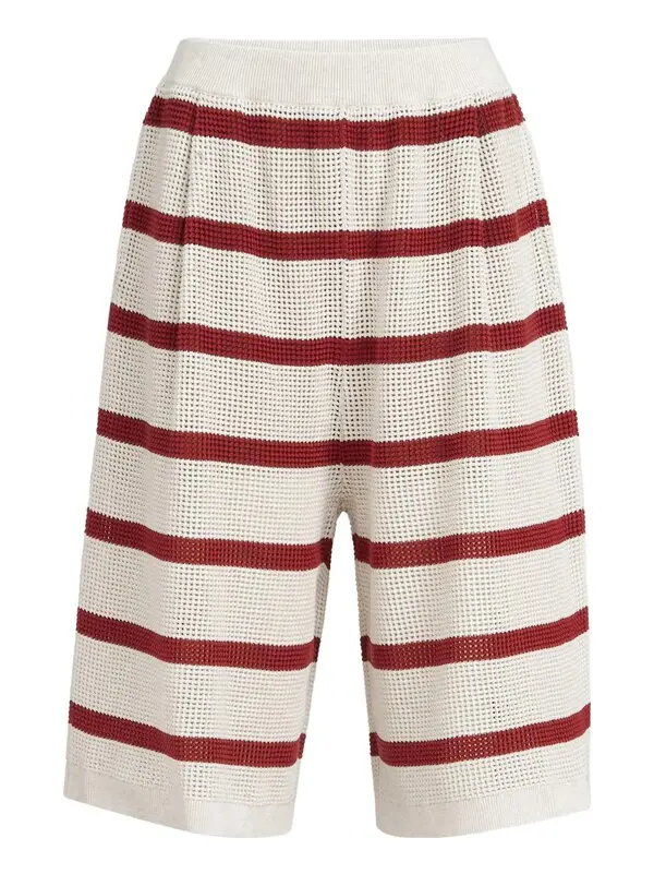 Brunello Cucinelli Striped Wide Leg Shorts - White