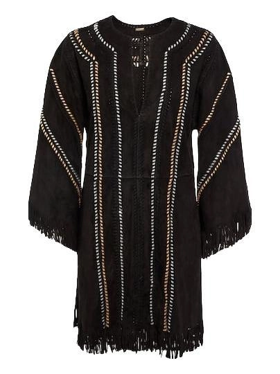 Dodo Bar Or Suede Tunic With Fringe And Embellishment - Black