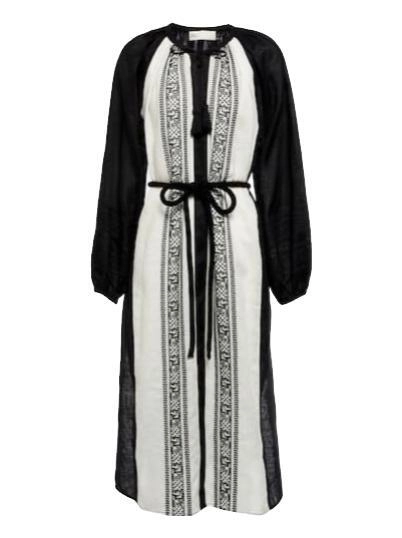 Tory Burch Embroidered Linen Kaftan - Black