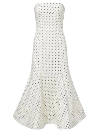 ROTATE BY BIRGER CHRISTENSEN Amadelle Strapless Polka Dot Cotton-blend Midi Dress - White