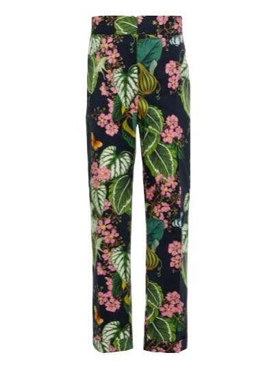 Oscar De La Renta Printed Cropped Straight Leg Pants - Green