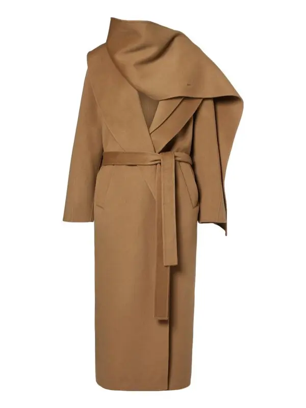 RÓHE Long Sleeve Coat With Scarf Detail - Brown