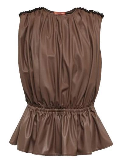 Altuzarra Sleeveless Faux Leather Peplum Top - Brown