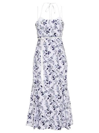 Erdem Embroidered Linen Midi Dress - White