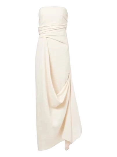 Staud Caravaggio Draped Linen Maxi Dress - White