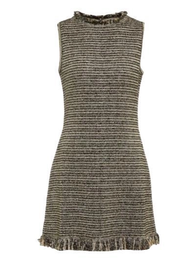 Oscar De La Renta Metallic Tweed A-line Mini Dress With Fringe - Multicolor