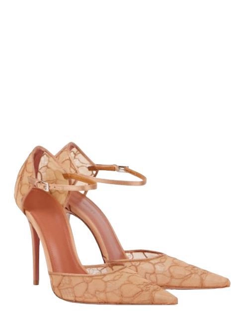 Amina Muaddi Lace High Heel Pumps - Nude