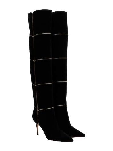 GIANVITO ROSSI Suede Knee-high Boots - Black