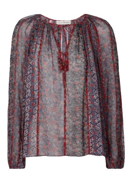 Ulla Johnson Deetra Floral Silk Blouse - Gray