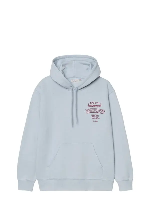 Carhartt Work In Progress Hooded Sandwich Sweatshirt - Blue Fog / Red