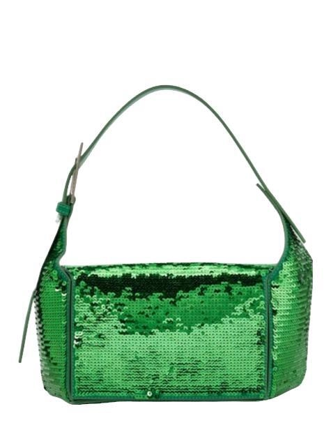 Attico 7/7 Sequined Leather Shoulder Bag - Green