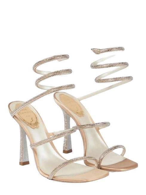 Rene Caovilla Cleo Embellished Satin Sandals - Nude