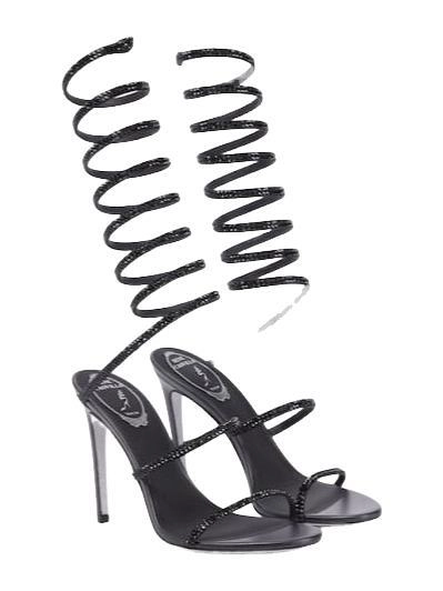 Rene Caovilla Cleo Embellished Leather Ankle Strap Sandals - Black