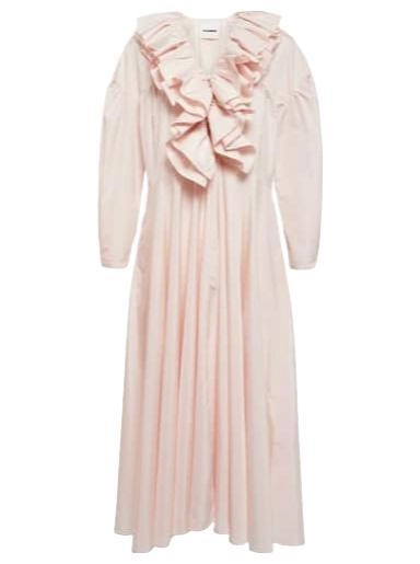 JIL SANDER Ruffle-trimmed Midi Dress - Pink
