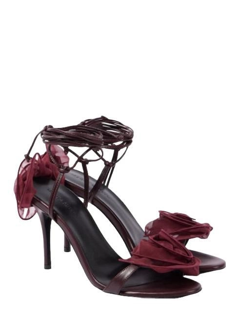 Magda Butrym Floral-appliqué Leather Sandals - Black