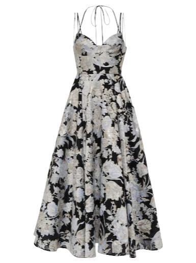 Erdem Rea Jacquard Fil Coupé Midi Dress - Gray