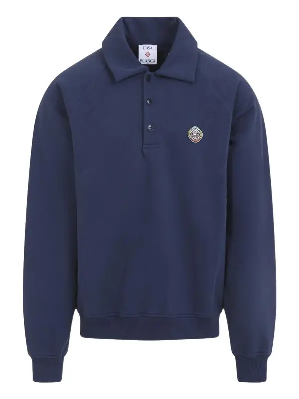 Casablanca Logo Patch Polo Shirt - Blue