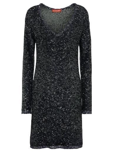 Altuzarra Sequined Plunge Neck Mini Dress - Black
