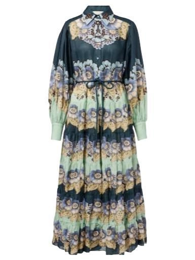 ALEMAIS Madalena Floral Ramie Shirt Dress - Gray