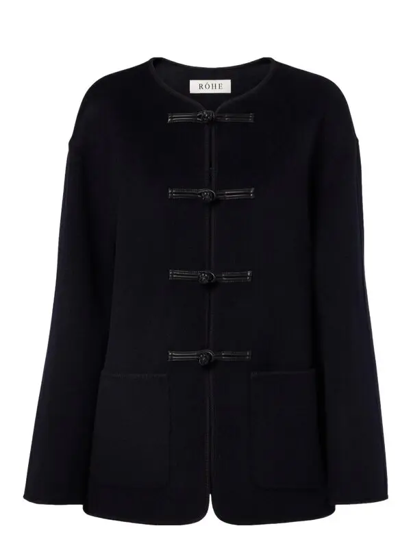 RÓHE Long Sleeve Casual Jacket With Pockets - Navy Blue