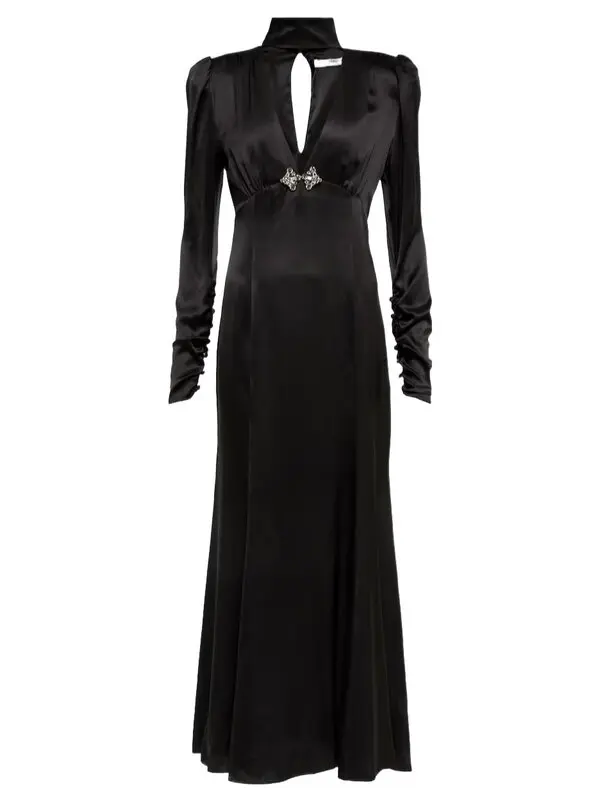 Alessandra Rich Embellished Silk Satin Gown - Black