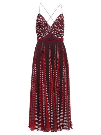 Altuzarra Oceanid Printed Pleated Midi Dress - Red