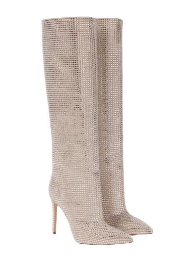 Paris Texas Embellished Suede Knee-high Boots - Nude