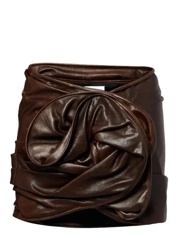 Magda Butrym Leather Midi Skirt - Brown
