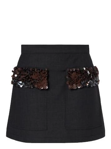 Plan C Sequined Wool-blend Miniskirt - Black