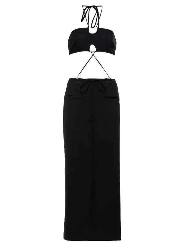 Christopher Esber Cutout Halter Neck Tie Dress - Black