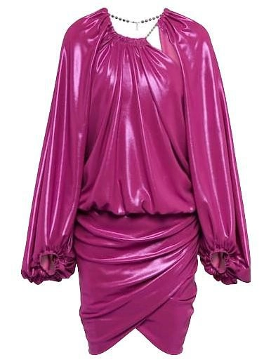 Attico Karen Lamé Georgette Minidress - Pink
