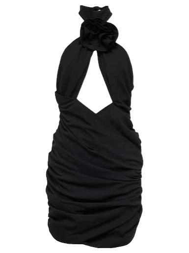Magda Butrym Cutout Floral Embellished Silk-blend Mini Dress - Black