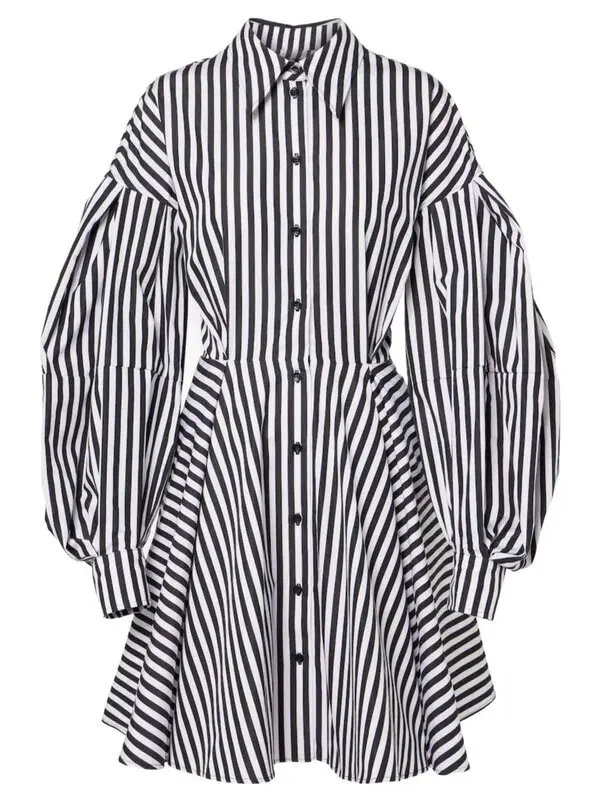 Nina Ricci Striped Poplin Midi Dress - Black