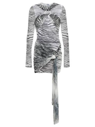Attico Fran Zebra-print Tulle Mini Dress - Gray