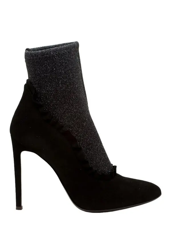 GIUSEPPE ZANOTTI Sock Boots With Lotus Leaf Trim - Black