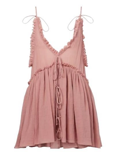 Attico Ruffled Cotton Gauze Mini Dress - Pink