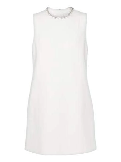 AREA Embellished Sleeveless Minidress With Crystal Heart Open Back - White