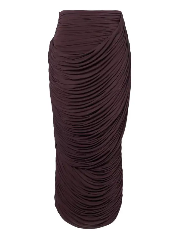 Magda Butrym Pleated Midi Skirt - Wine Red