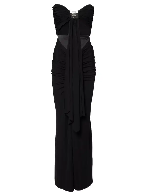 Christopher Esber Strapless Gown With Cutouts And Draping - Black